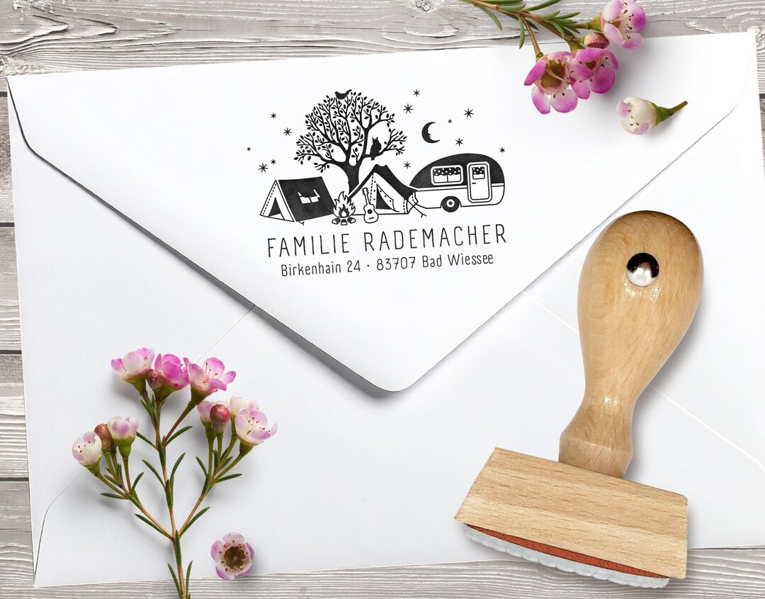Personalized Return Address Stamp HAPPY CAMPER / 60 X 40 Mm - Etsy