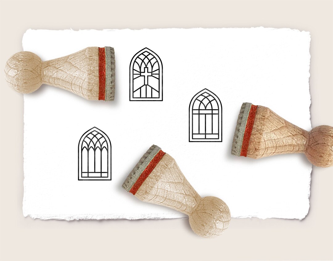 Mini Rubber Stamps CHURCH WINDOWS Ø 15 Mm / 0.59 Inches / Set of 3 ...