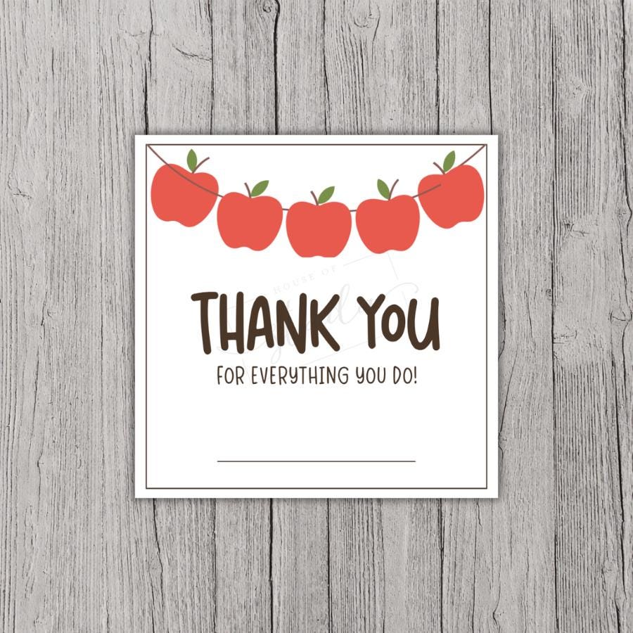 Teacher Appreciation Printable Gift Tags, Thank You End of Year Bundle ...