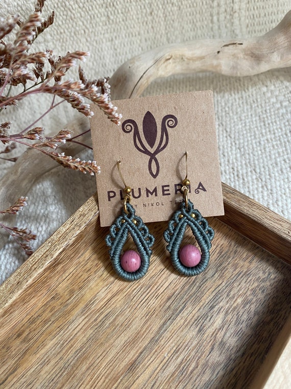 Macrame teardrop earrings store