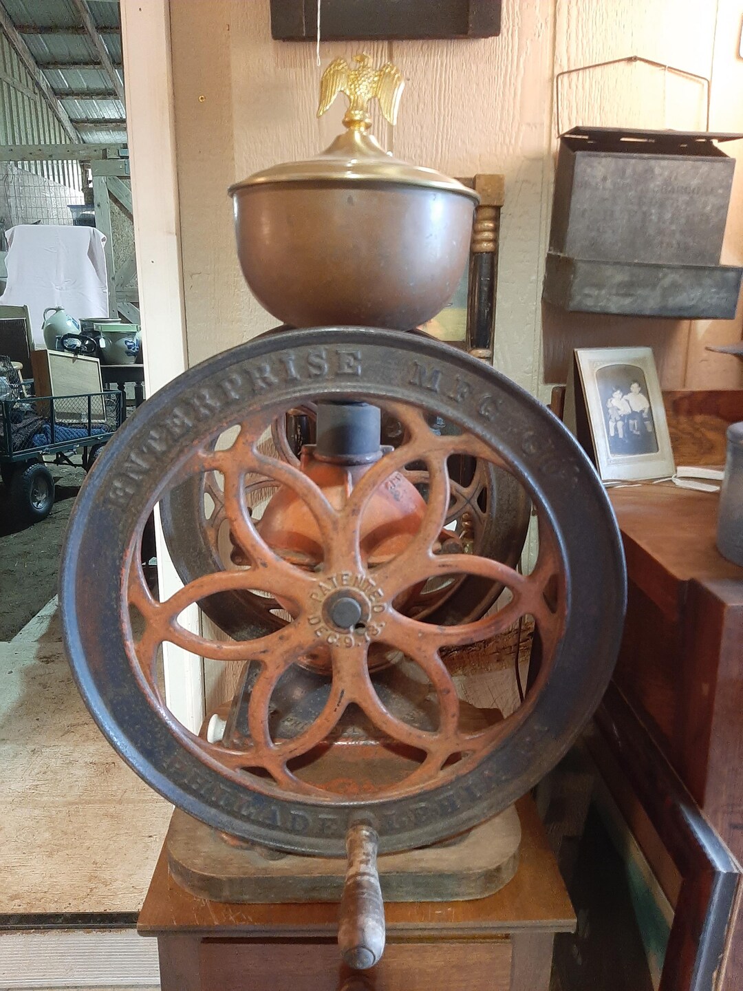 Large Antique Enterprise Double Wheel Coffee Grinder - Etsy