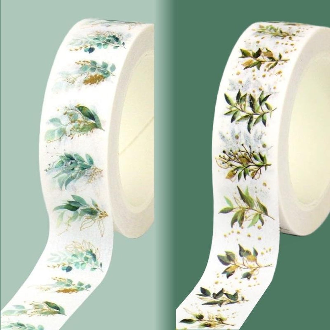 Leaf Washi Tape With Gold Foil - 2 Designs - Delicate Botanical Leaves ...