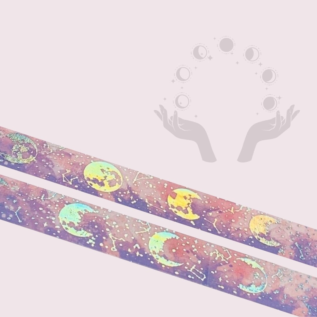 Phases of the Moon Washi Tape With Silver Foil - Purple and Pink ...
