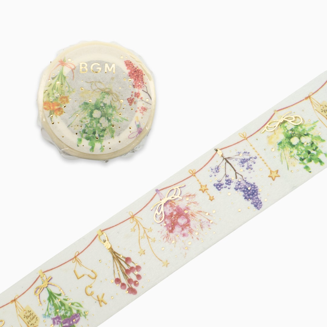 BGM Flower Bouquet Washi Tape - Gold Foil - Imported From Japan - Dried ...