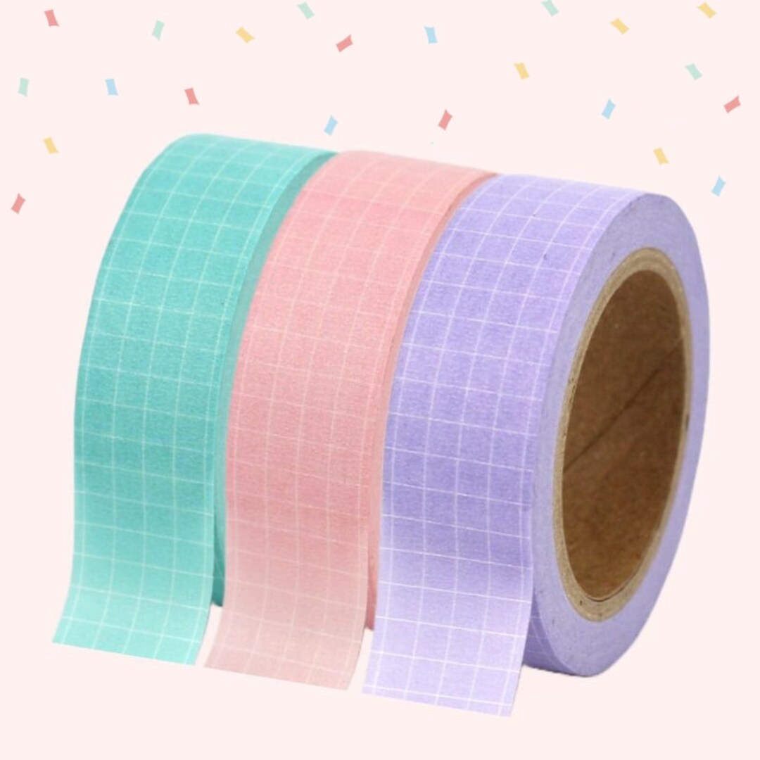 Pretty Grid Washi Tape - Pink Purple Green - Pattern Washi Tape - Extra ...