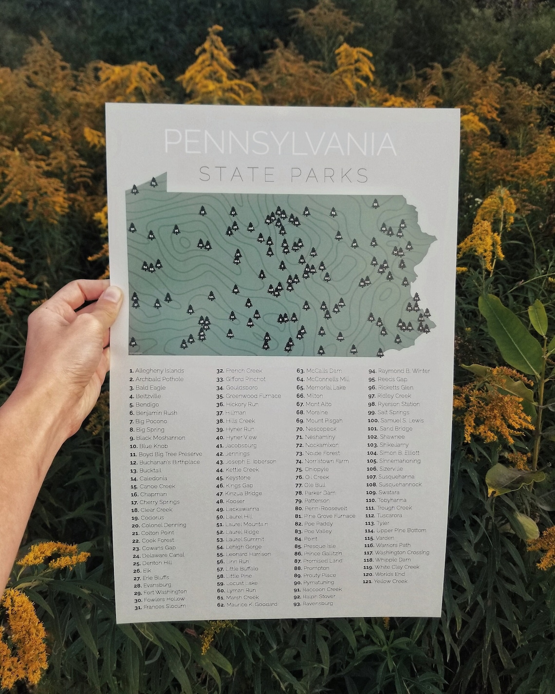 Pennsylvania State Park Map Pennsylvania Map Hiking Gift - Etsy