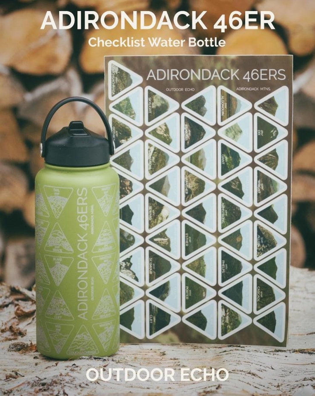 Adirondack 46er Checklist Water Bottle Hiking ADK 46 High Peaks Tracker ...