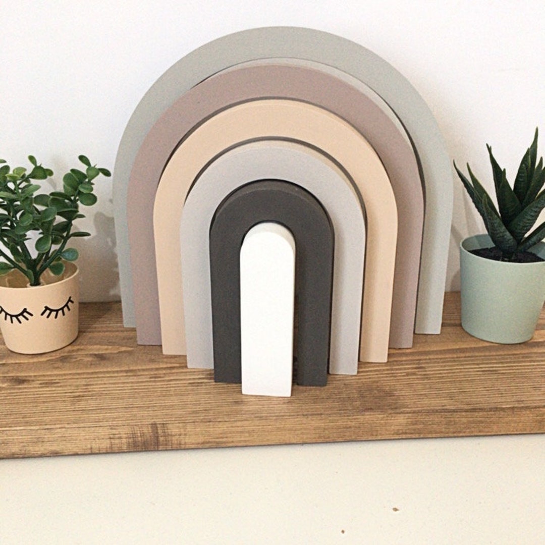Wooden Rainbow Stack Boho Nursery Decor Neutral Bedroom - Etsy