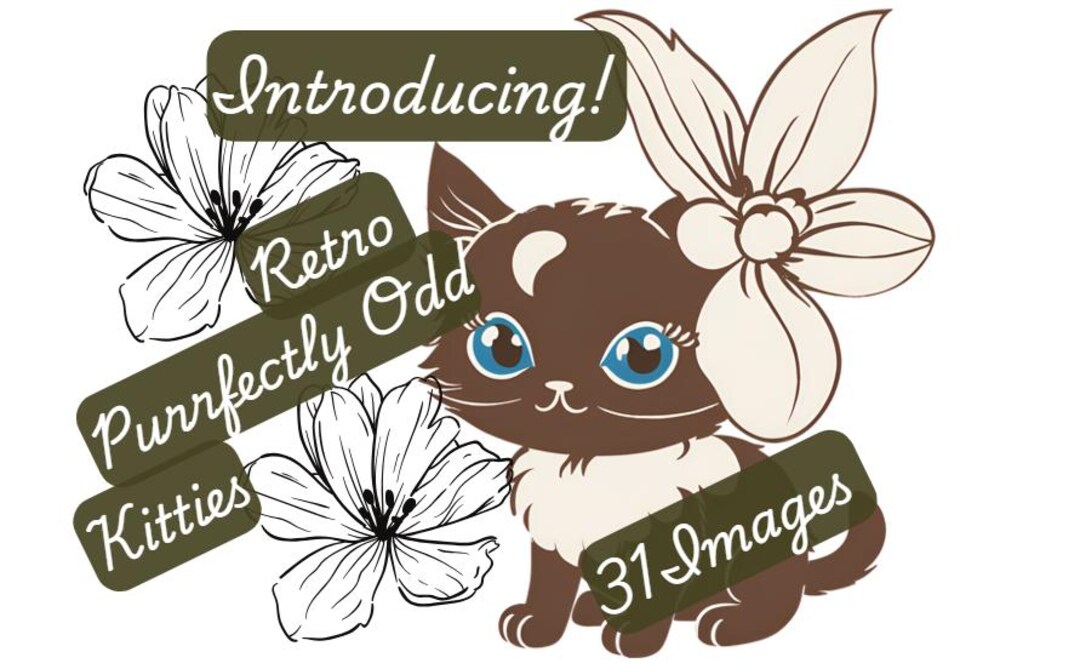Retro Purrfectly Odd Kitten 31 Images Clipart Bundle/diy/art Projects ...