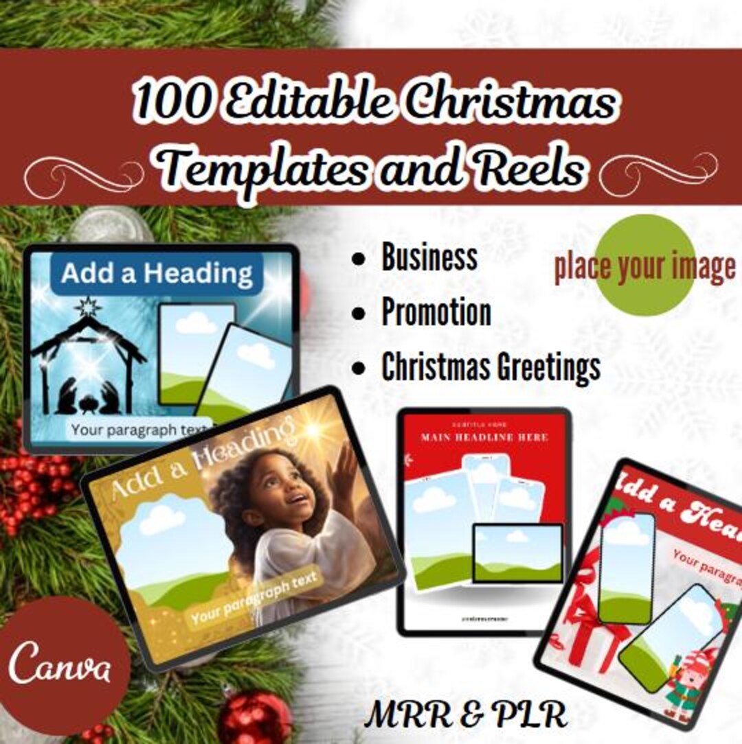 100 Editable Christmas Templates and Reels MRR & PLR Digital Product ...