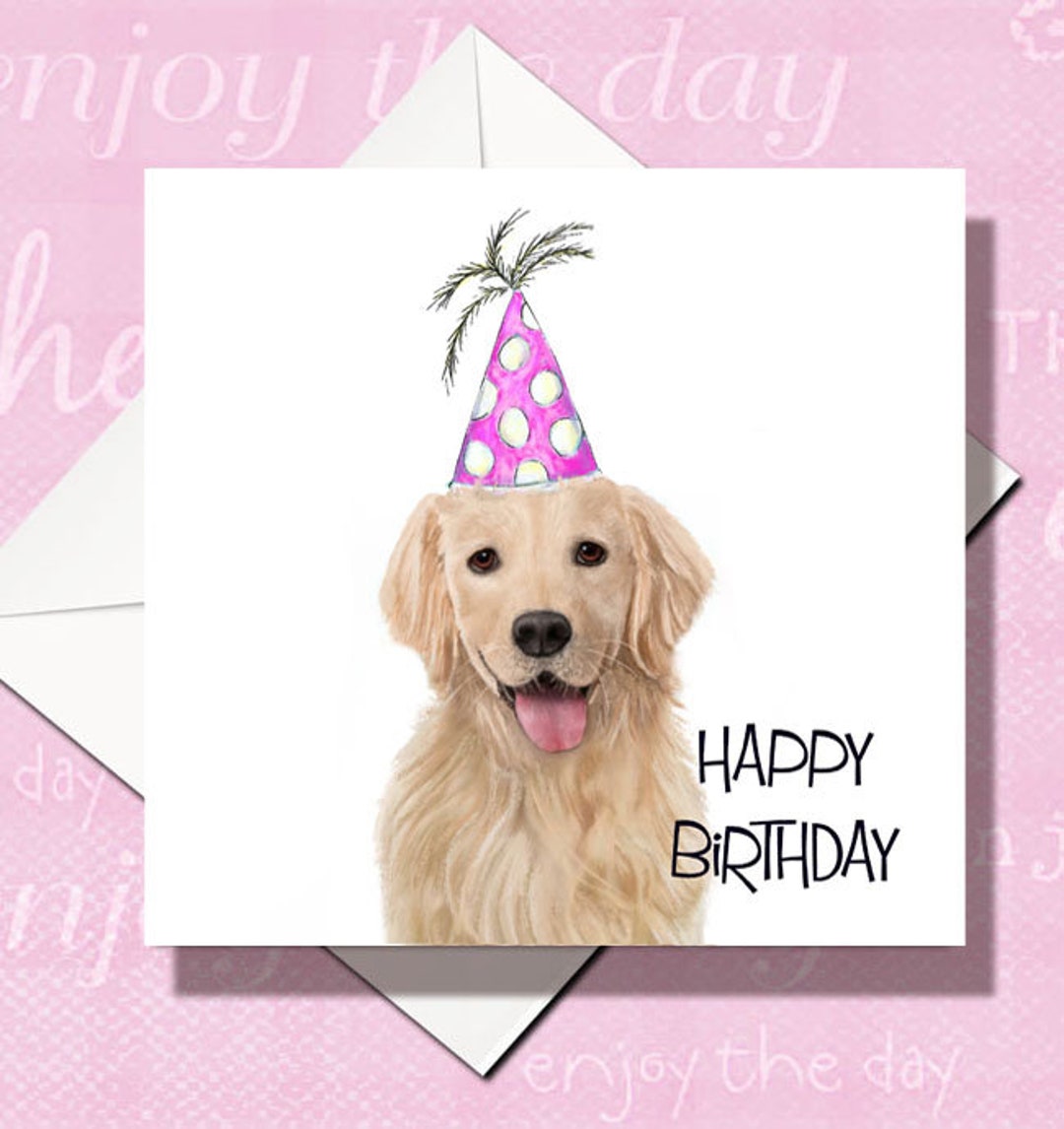 Dog Birthday Card, Golden Retriever Birthday Card, Golden Retriever ...
