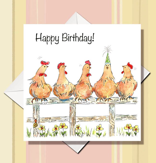 Chicken Birthday Card Girlie Birthday Card Chicken Card - Etsy