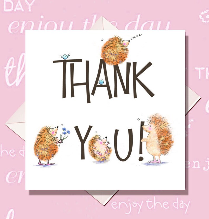 Thank You Card Thank You Hedgehog Thank You Card Hedgehog - Etsy
