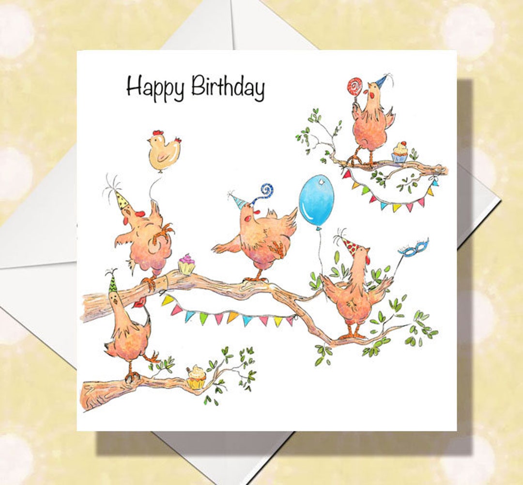 Chicken Card - Chicken Birthday Card - Party Card - Chicken Party Card ...