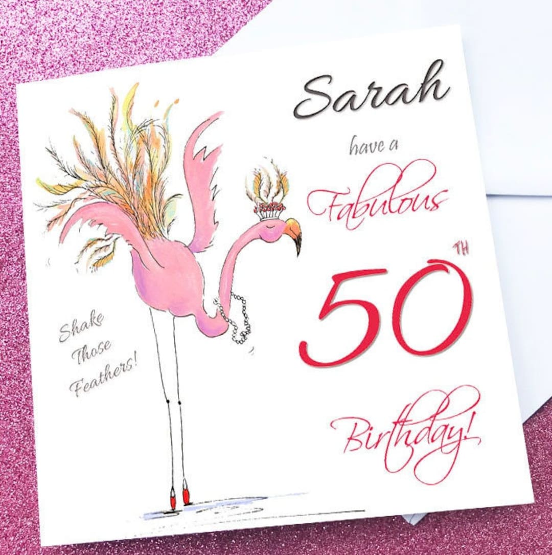 Flamingo Card 30th - 40th - 50th - 60th - 70th - 80th - 90th - Fabulous ...