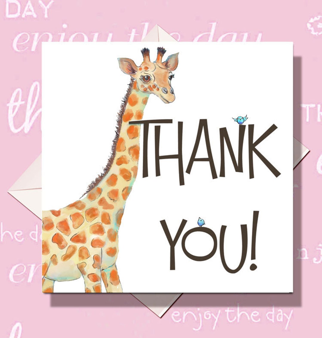 Thank You Card Thank You Giraffe Thank You Card Giraffe - Etsy