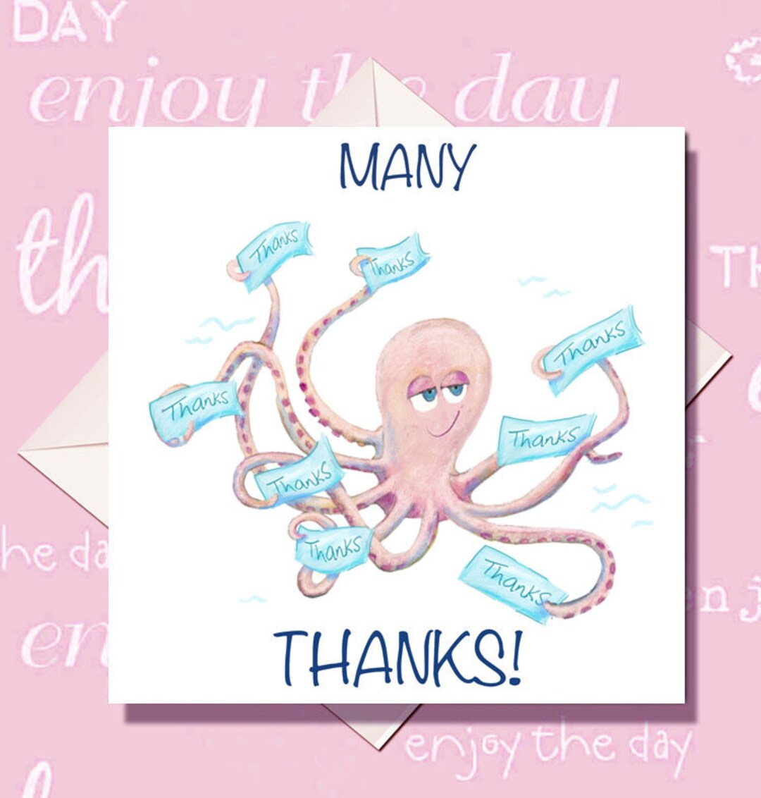 Thank You Card, Many Thanks Card, Octopus Thank You Card, Octopus Many ...