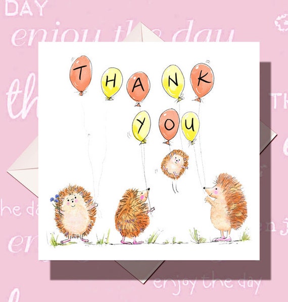 Thank You Card Thank You Hedgehog Thank You Card Hedgehog - Etsy UK