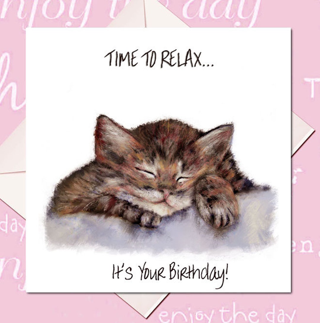 Cat Card Tabby Cat Card Kitten Card Kitten Birthday Card - Etsy