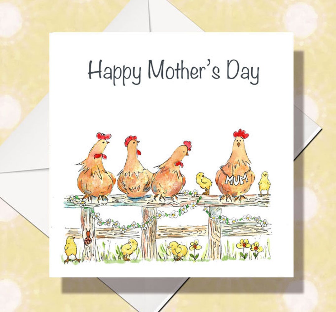 Mother's Day Card Mothers Day Card Chicken & Chicks Mother Day Card Mum ...