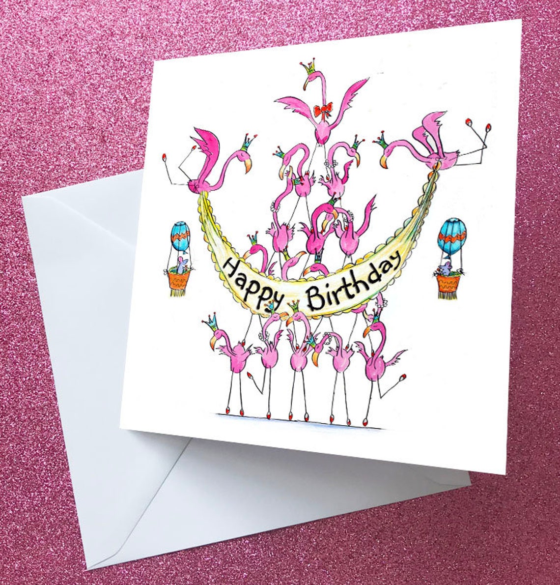 Flamingo Birthday Card Happy Birthday Card Flamingo Card - Etsy