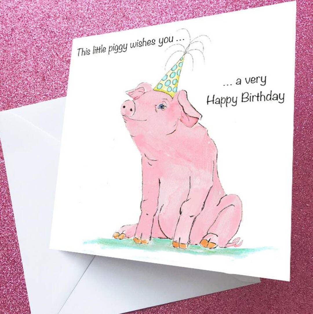 Pig Birthday Card, Pun Card, Pig Card, Pink Pig Birthday Card - Etsy