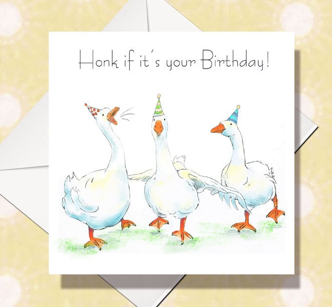 Goose Birthday Card - Happy Birthday Card - Goose Card - Honking Good Birthday Card - Funny ...