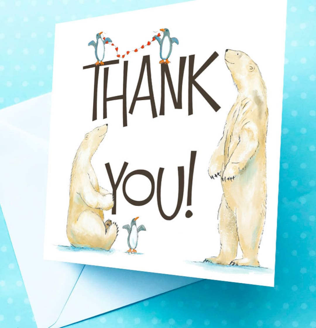 Polar Bear Thank You Card Thank You Card Polar Bear Thanks Thank You ...