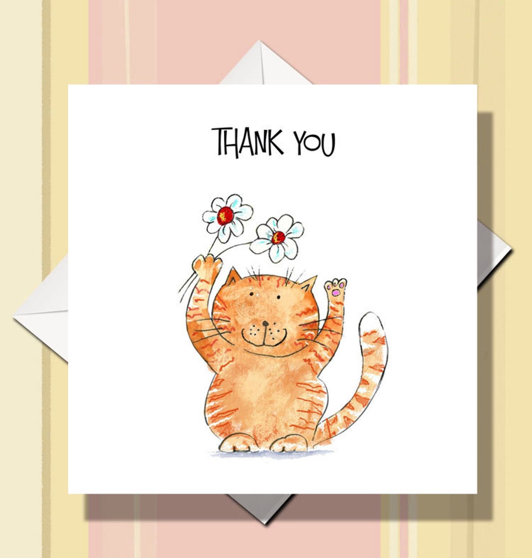 Thank You Cards, Thank You Card, Cat Thank You Card, Thank You Note ...