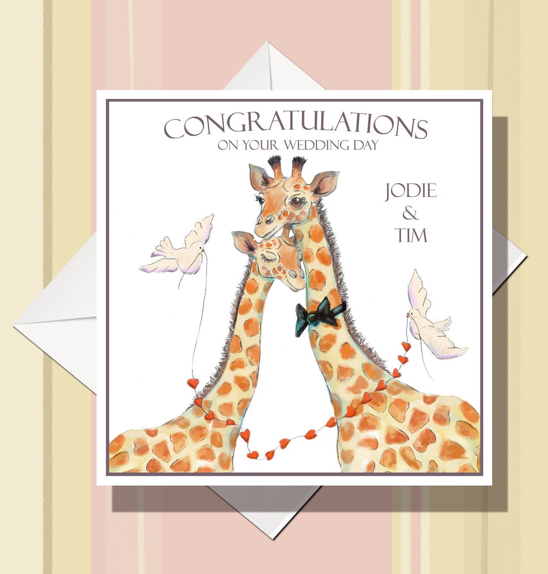 Giraffe Wedding Card, Giraffe Wedding Day Card, Giraffe Engagement Card ...
