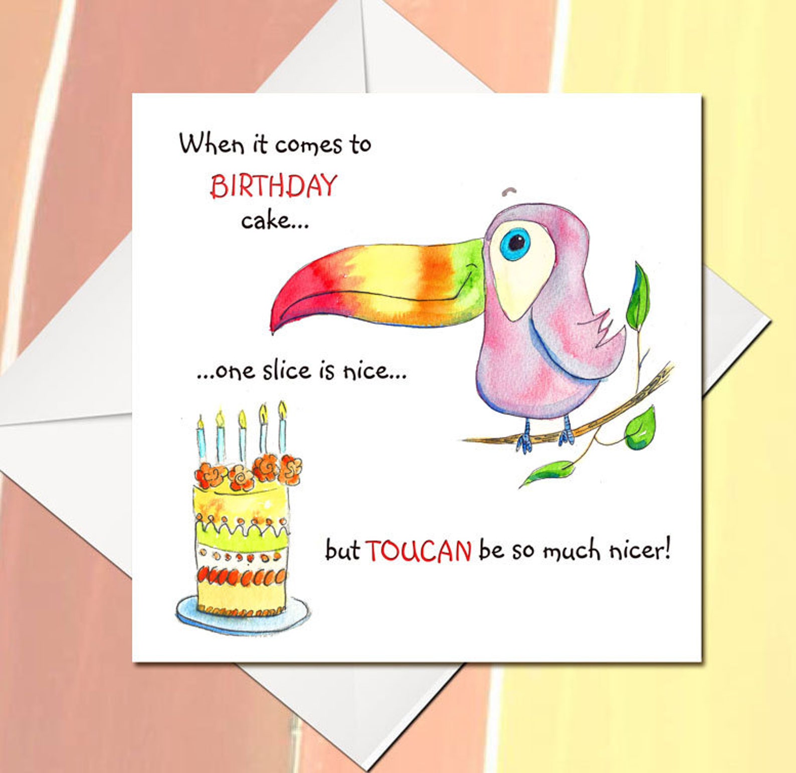 Toucan Card Birthday Card Greetings Card Funny Bird Card - Etsy