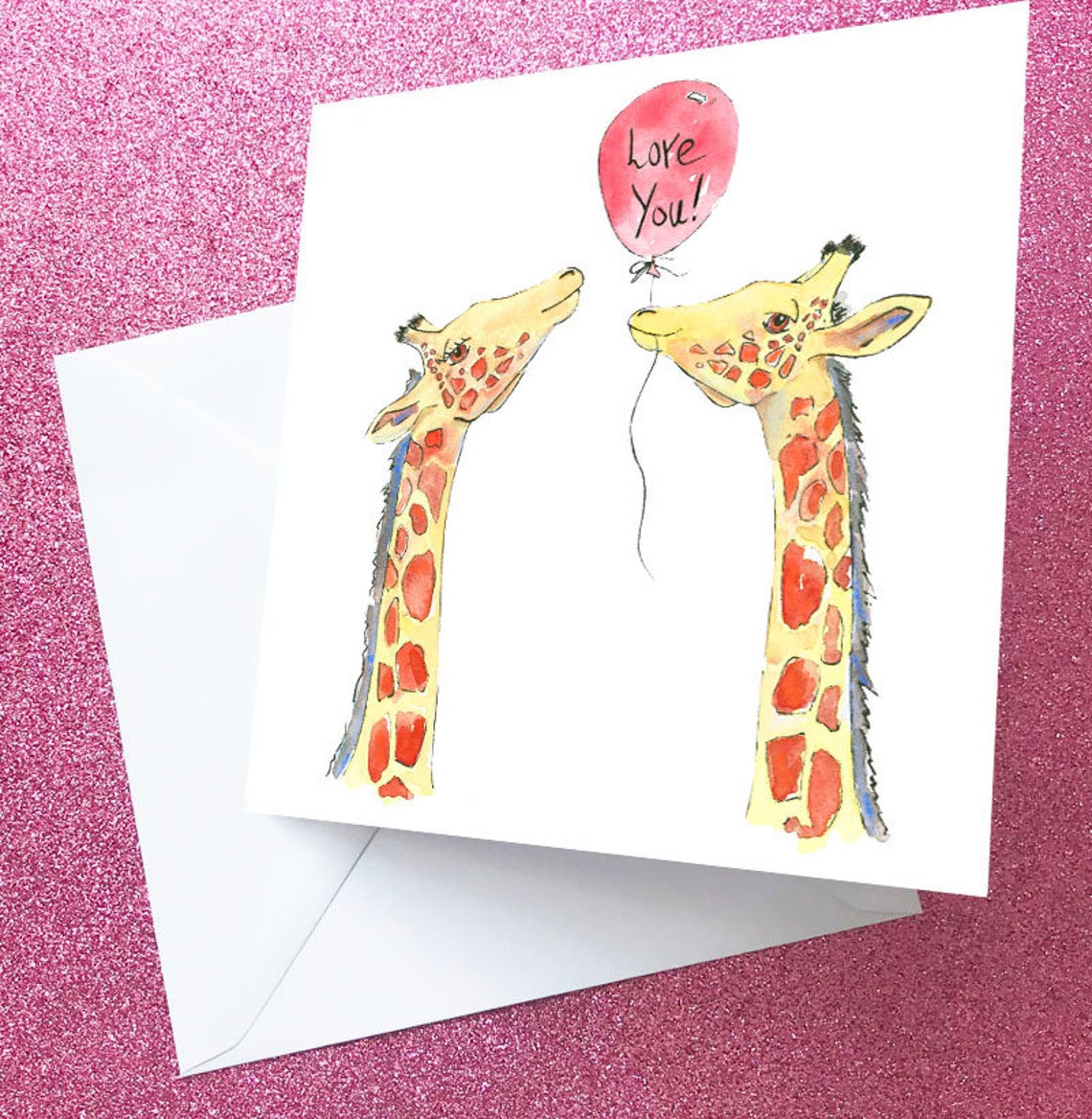 Love You Card Anniversary Card Giraffe Anniversary Card - Etsy UK