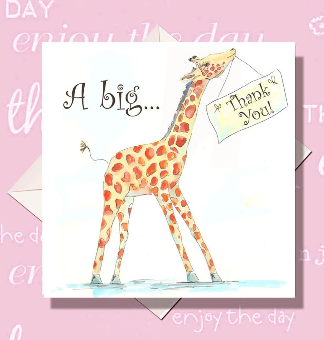 Thank You Card, Giraffe Card, Thanks Card, Single or 3 Pack - Etsy UK