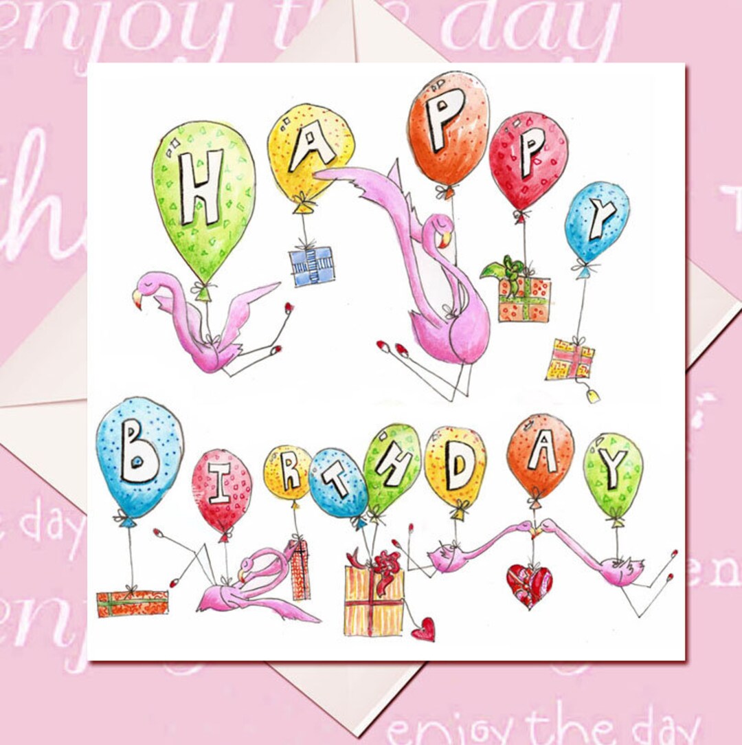Flamingo Birthday Card, Birthday Card, Flamingo Card, Card for Her ...