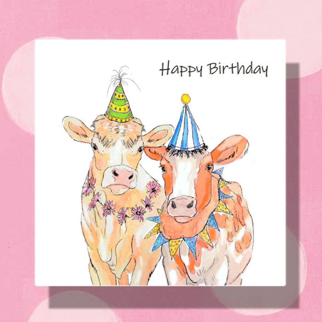 Herd It Was Your Birthday Happy Birthday to Moo Cute Cow Birthday Card ...