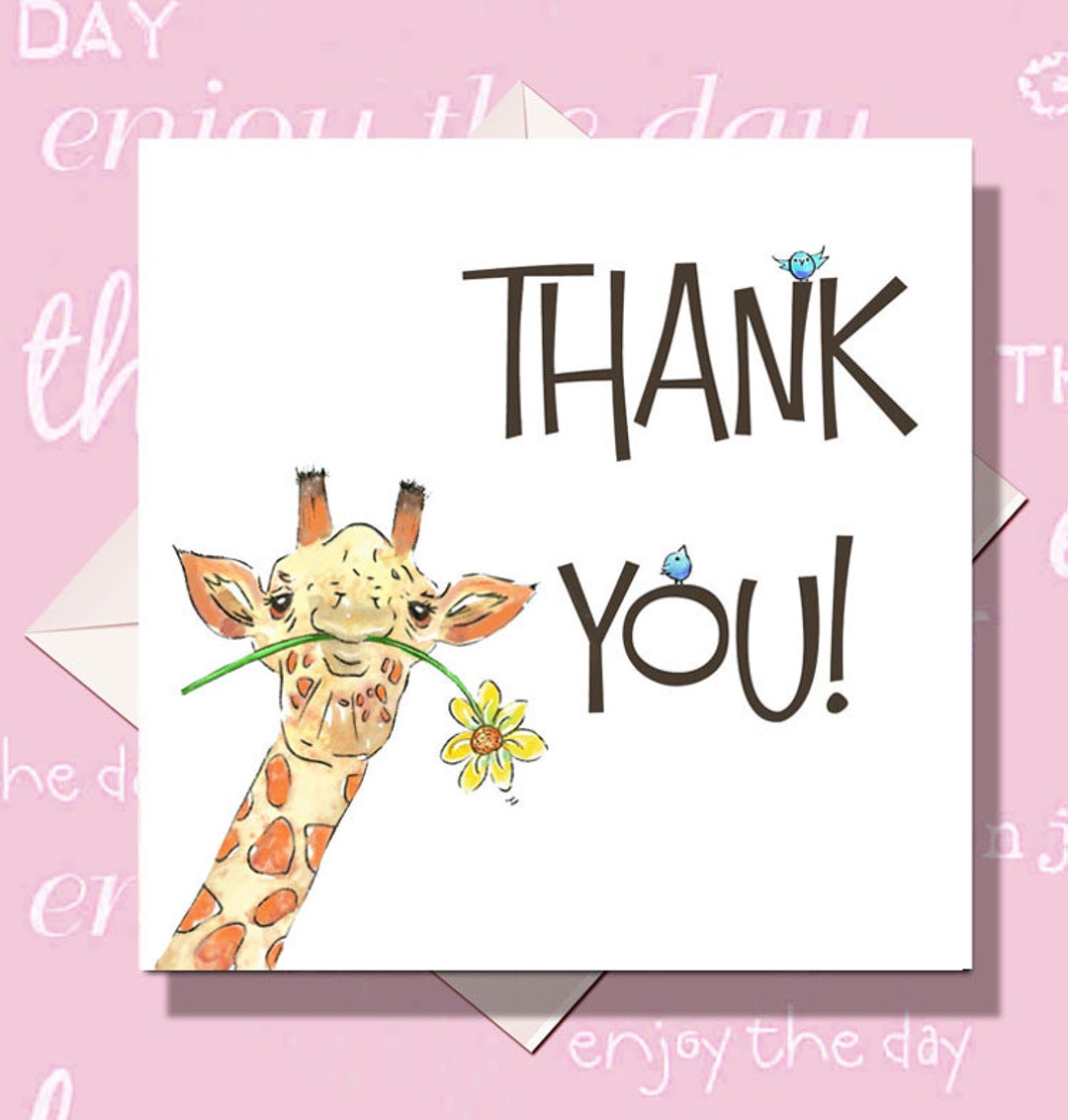 Thank You Card, Thank You, Giraffe Thank You Card, Giraffe Card, Thanks ...
