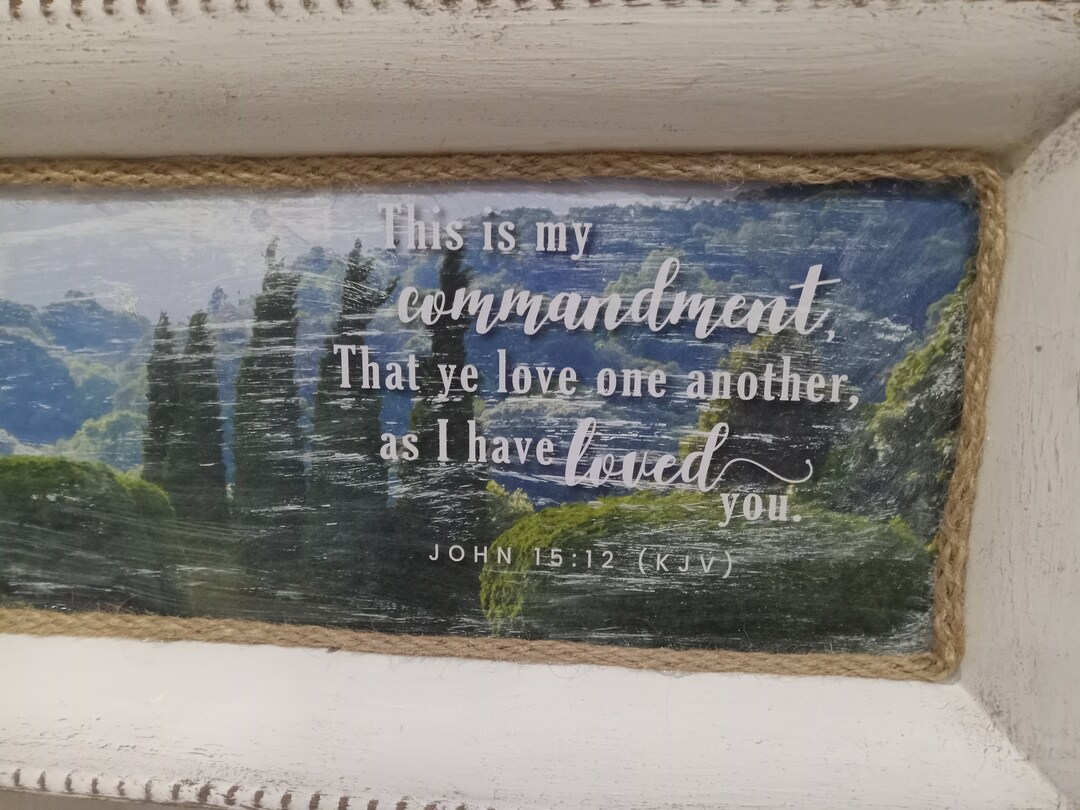 Christian Wall Sign, this is My Commandment...,bible Sign, 14x7x2 Sign ...