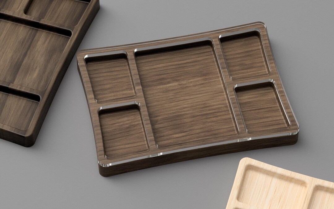 Clear Acrylic Valet Tray Router Template – 5-pocket Wooden Organizer ...