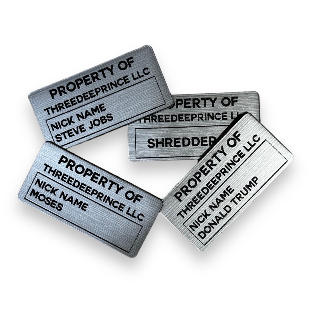 Personalized Machinery Tags - Property of Plaques - for Commercial Use ...