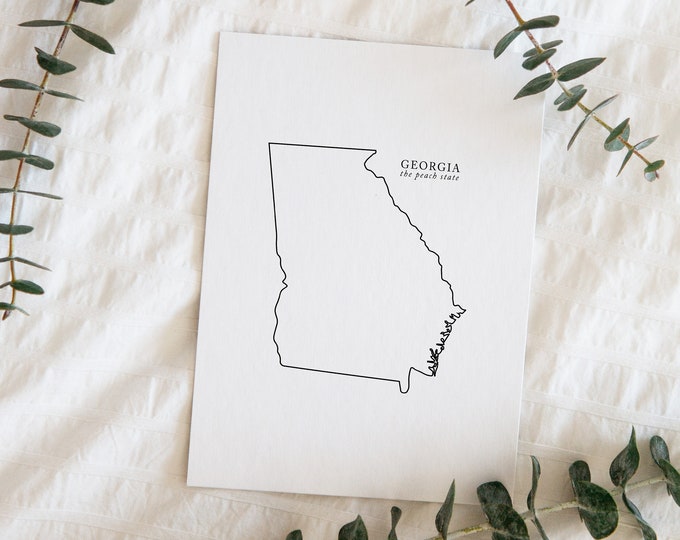 Georgia Art // Georgia Print Georgia Map Georgia Wall Art Georgia Gift ...