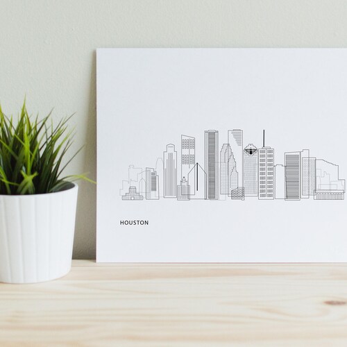 Houston Illustrated City Map Texas Map Texas Wall Art Print - Etsy