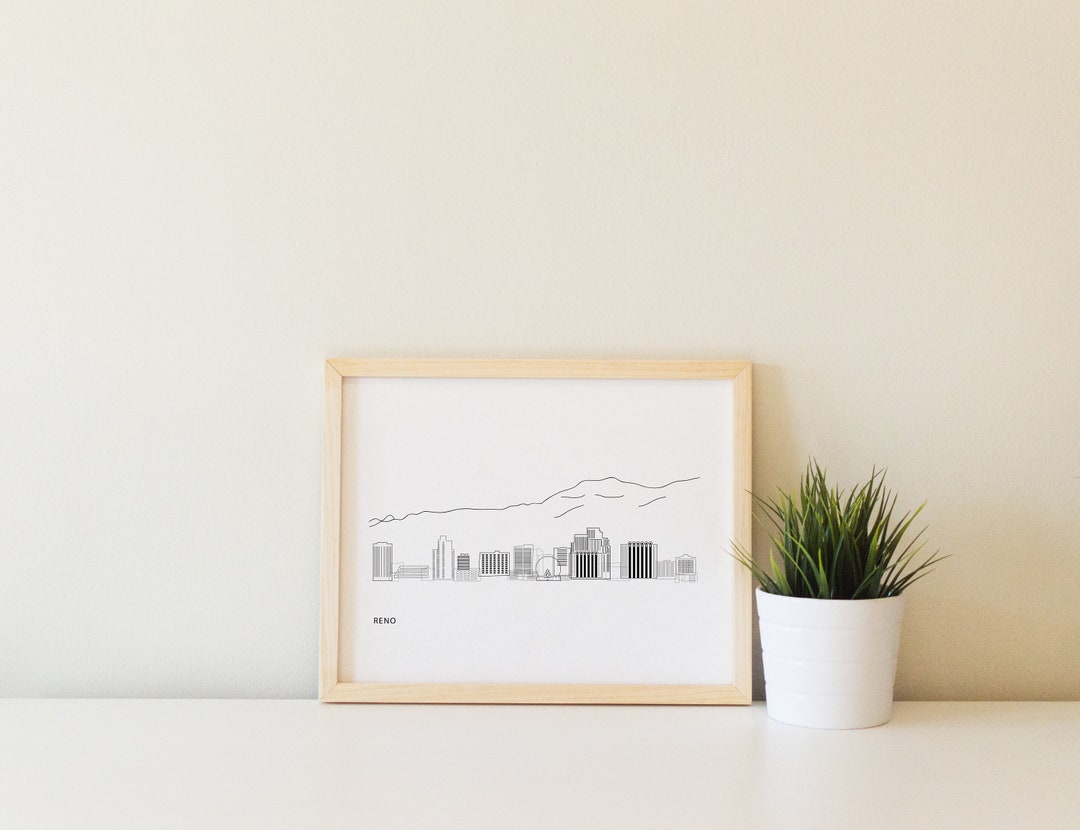 Reno Skyline /downtown Reno NV Reno Nevada City of Reno Map Reno Wall ...