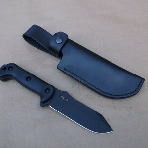 Ka-bar Becker BK-10 Crewman Handmade Leather Sheath Side Carry W/ Belt ...