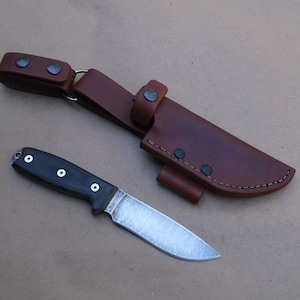 ESEE 4 Handmade Leather Dangler Loop and Firesteel Side Carry Sheath ...