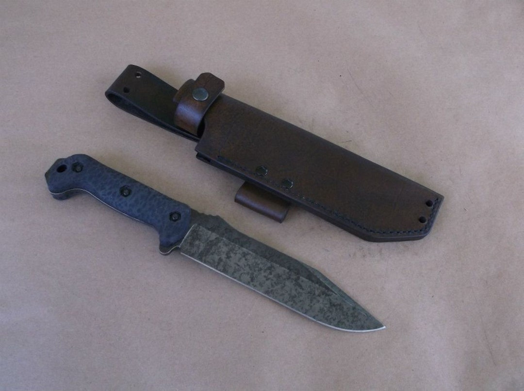 Ka Bar Becker BK-7 Side Carry Custom Leather Sheath With Lashing Holes ...