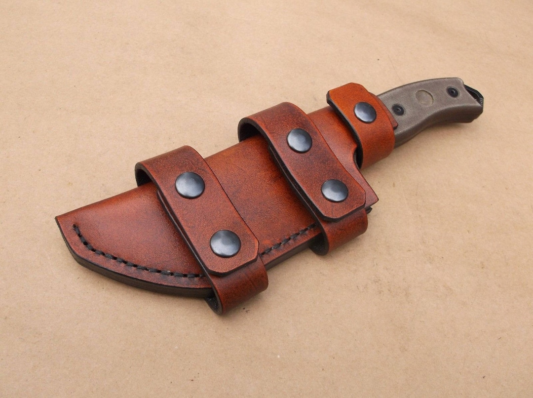 ESEE 5 or Becker BK2 Leather Sheath sheath Only Plain No Firesteel Loop ...