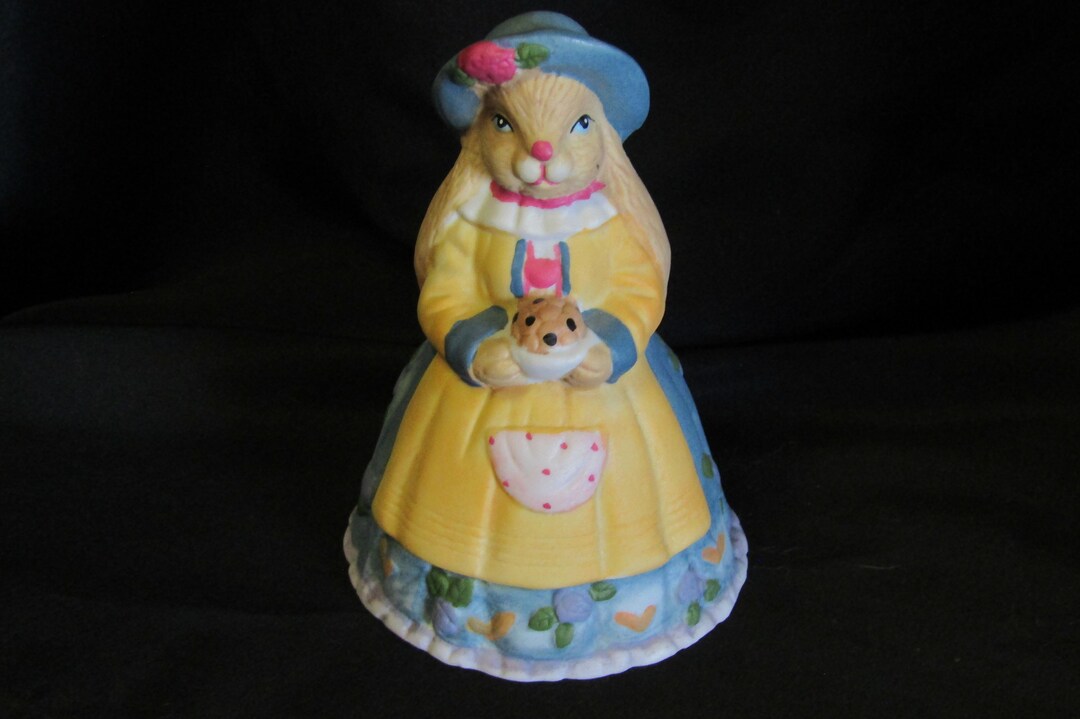 Vtg Hand Painted Ceramic Rabbit Bell - Etsy