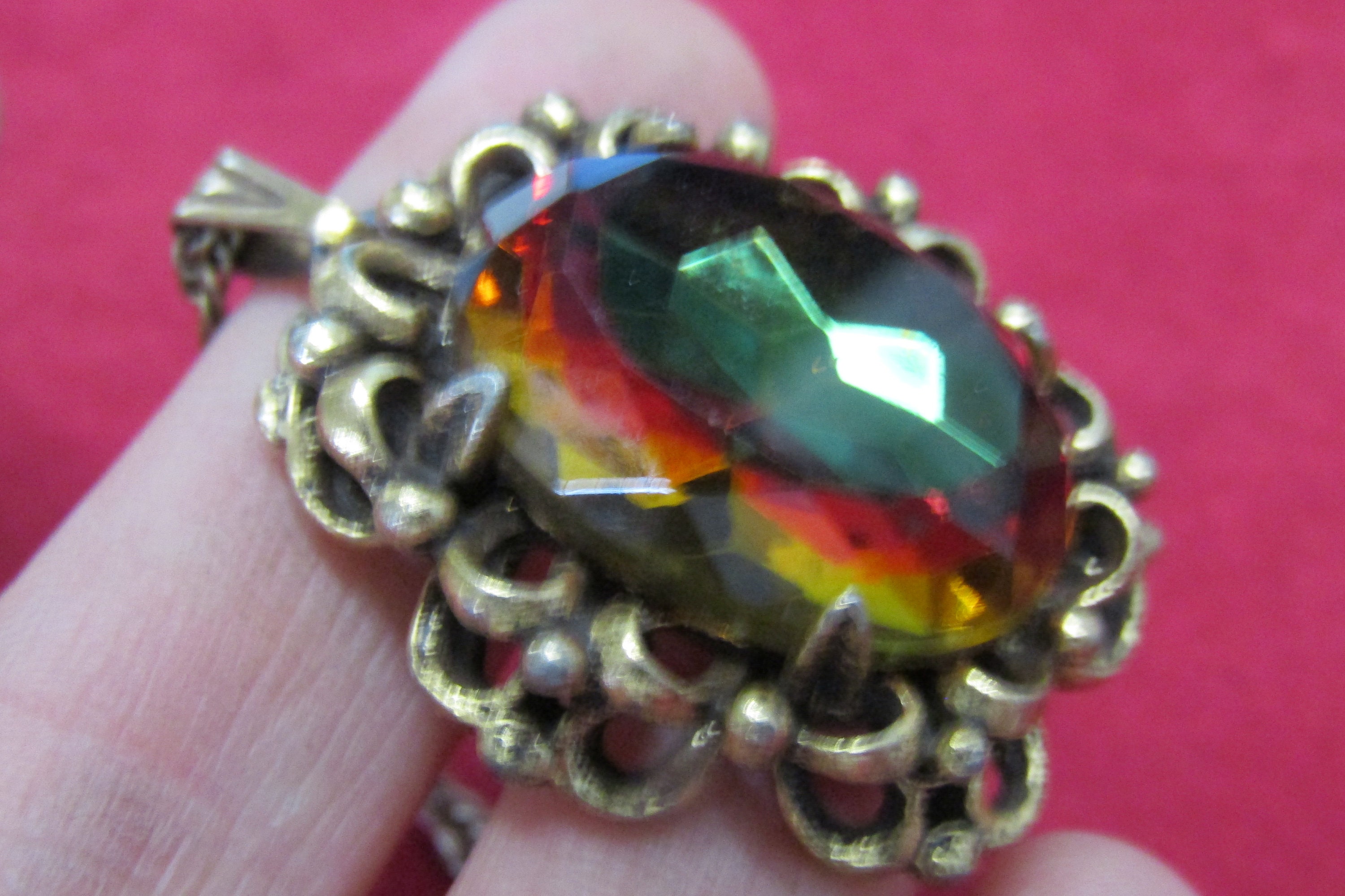 Vtg Faux Crystal Pendant Necklace - Etsy