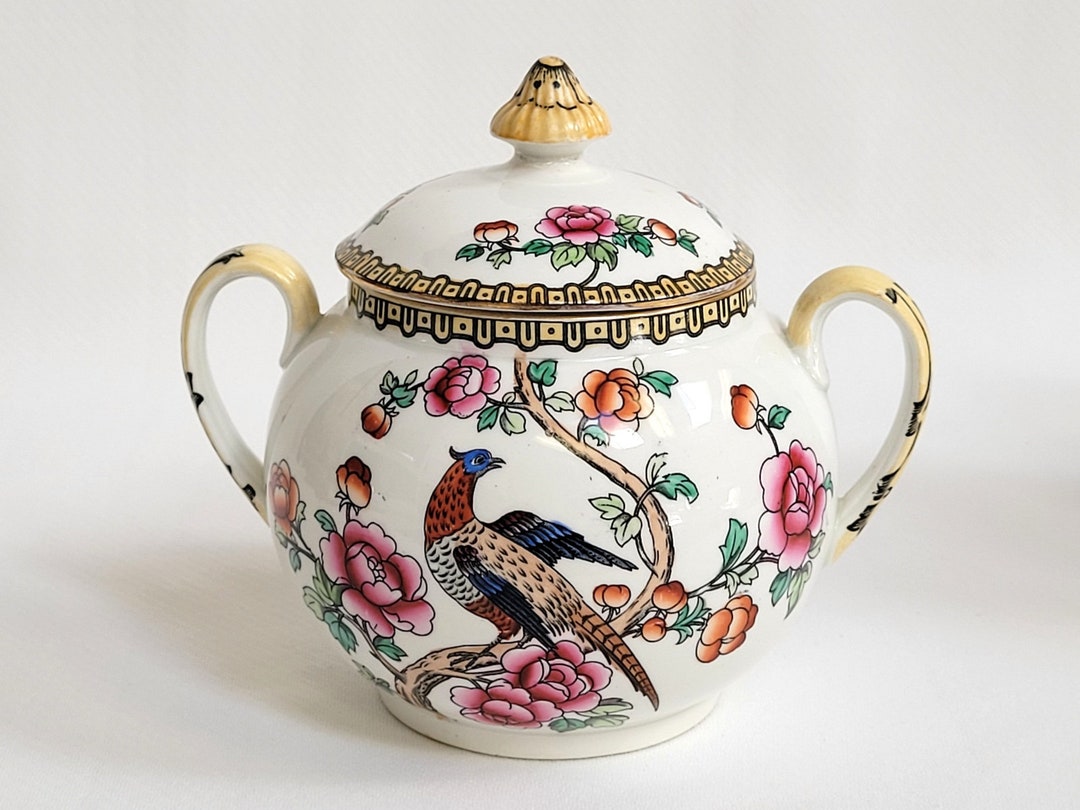 English Pheasant Large Sugar Bowl by F. Winkle Whieldon Ware Semi ...