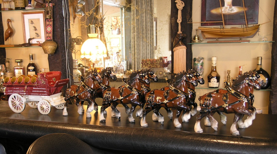 1970's Budweiser 8 Clydesdale Horses and Wagon by Metlox / | Etsy